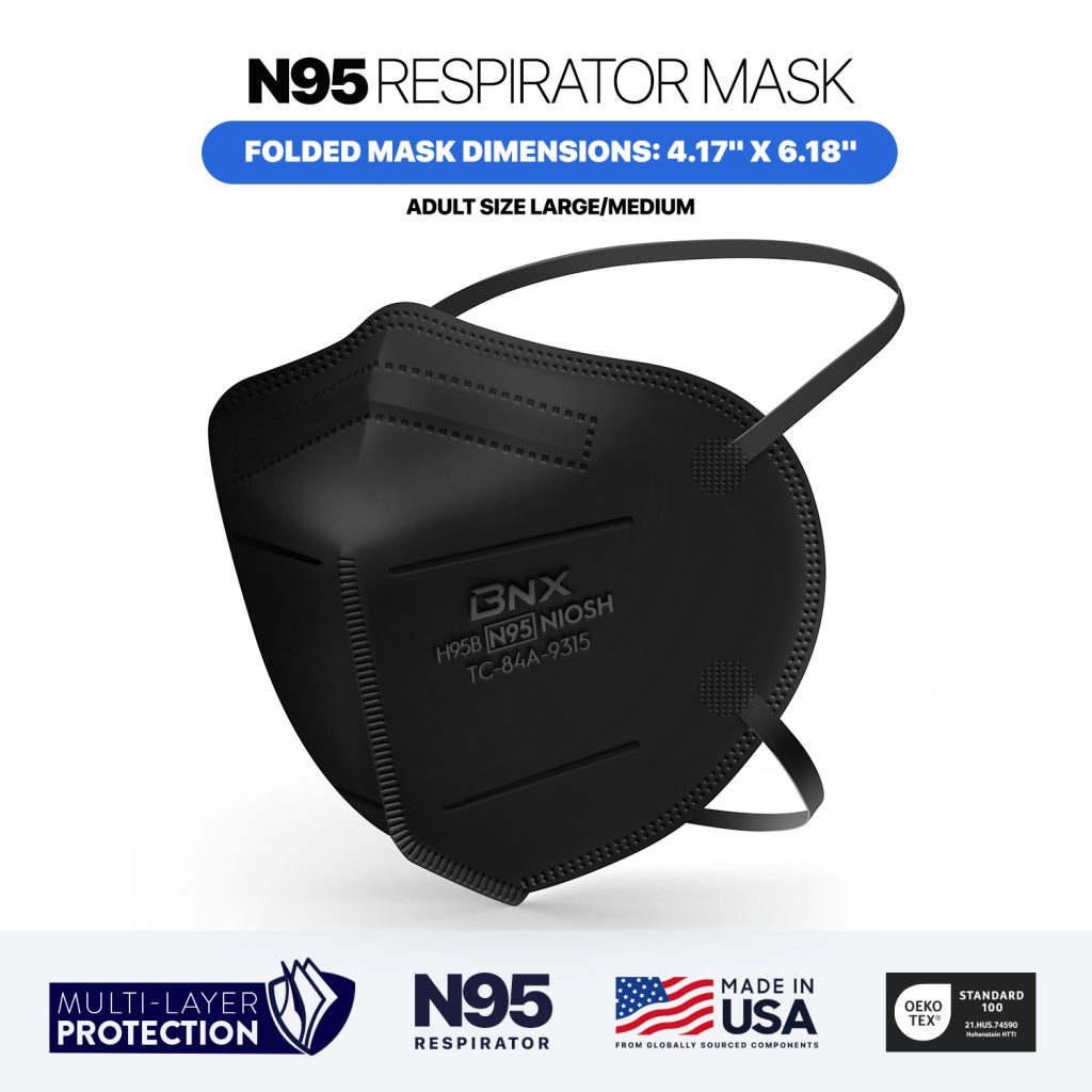 BNX N95 Mask Respirator (NIOSH) (Model: H95B), Black Made in USA - BNX ...