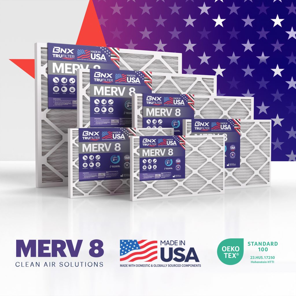 BNX TruFilter 20x20x1 MERV 8 Pleated Air Filter – Made in USA (6-Pack ...